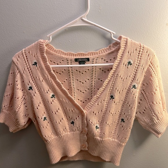 wild fable | Sweaters | Wild Fable Womens Pink Floral Knit Cardigan ...